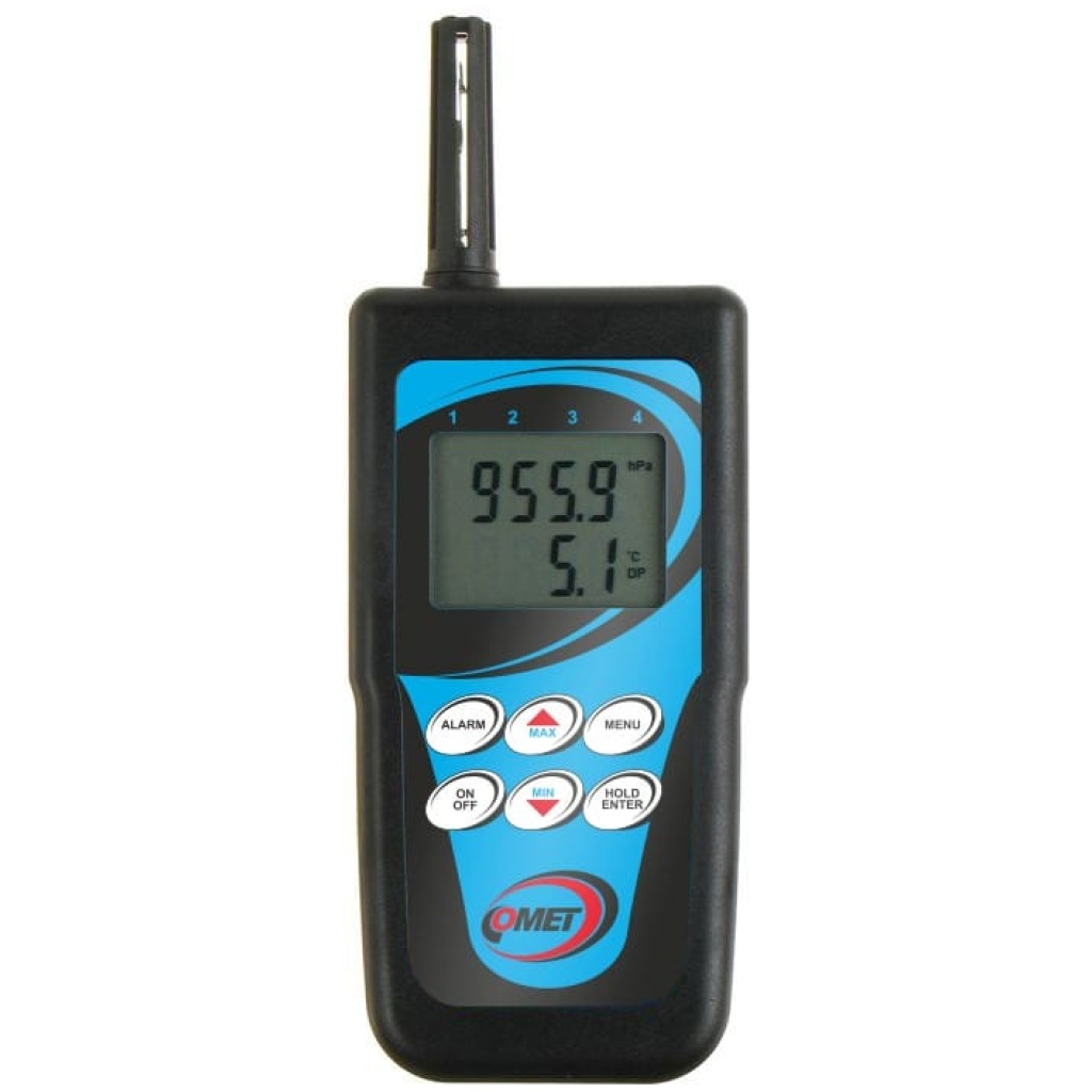 Thermometer-hygrometer with magnetic temperature probe for measuring ...